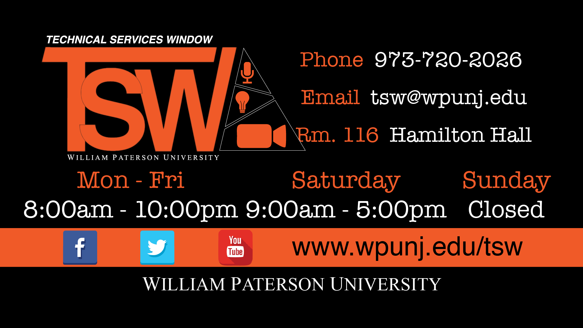 Technical Services Window | William Paterson University